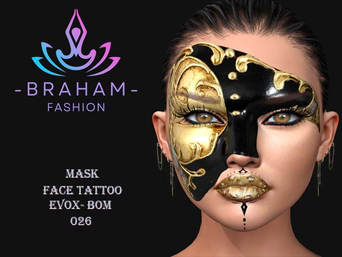 Second Life Marketplace - '' Braham Fasihon '' Face Tattoo Mask EvoX ...