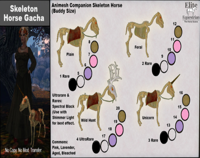Second Life Marketplace - 9 *E* RHR Companion Skeleton Horse - Feral ...