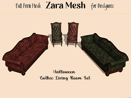 Second Life Marketplace - ZM - Halloween - Gothic Living Room Set FULL ...