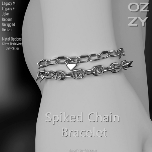 Second Life Marketplace - OZZY - Spiked Chain Bracelet - FATPACK