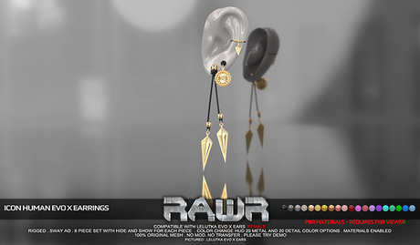 Second Life Marketplace - RAWR! Icon HUMAN FEMALE EvoX Earrings DEMO ...