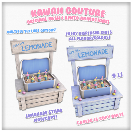 Second Life Marketplace - Kawaii Couture - Lemonade Slushie Stand - Blue