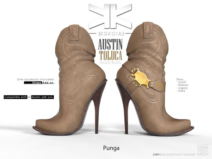 Second Life Marketplace - Austin Toluca :: Ankle Boots :: Punga :: {kokoia}