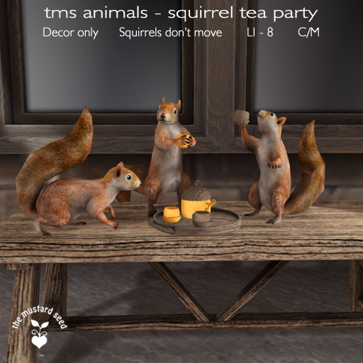 Second Life Marketplace - tms animals - squirrel tea party *WEAR*