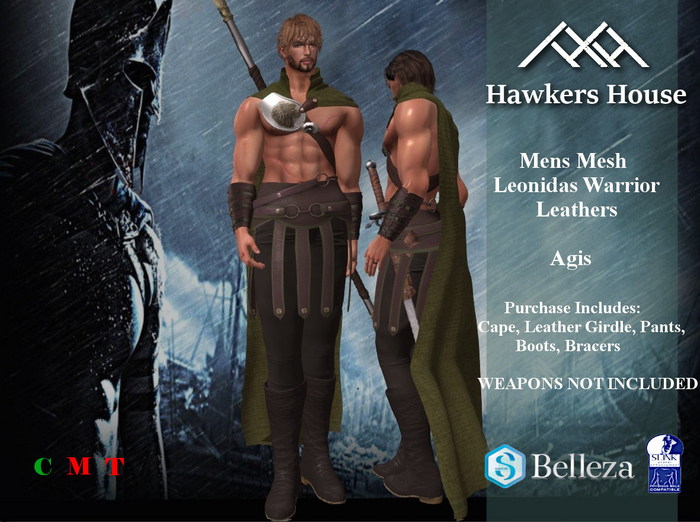 Second Life Marketplace - *HH* Men's Mesh Leonidas Warrior Leathers Agis
