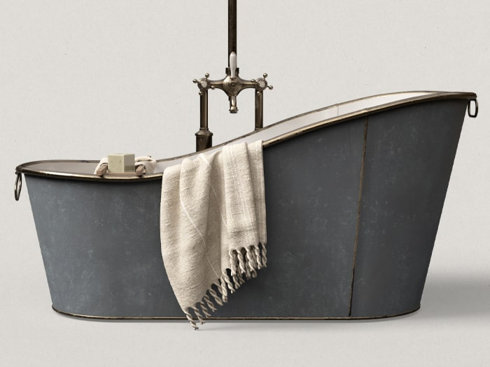Second Life Marketplace - Nutmeg. Gray & Gold Bathroom Tub / add me