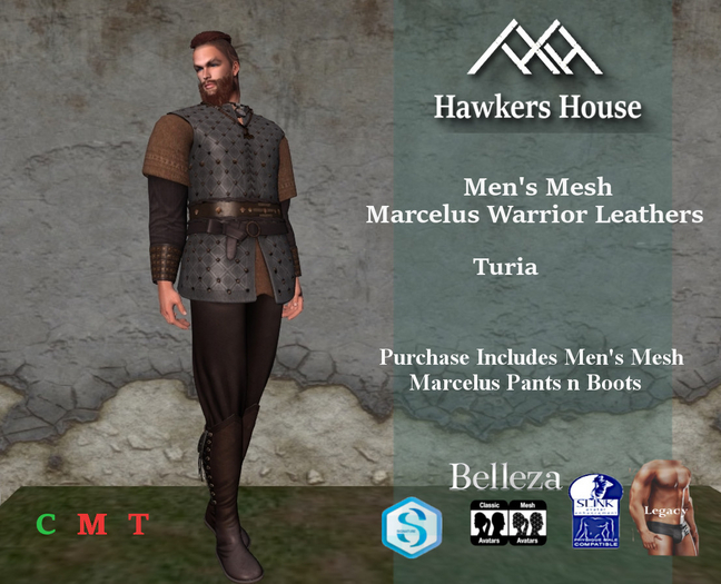 Second Life Marketplace - *HH* Men's Mesh Marcelus Warrior Leathers Turia