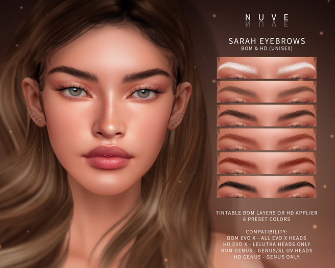Second Life Marketplace - Nuve. Sarah Eyebrows - Genus MORPH DEMO