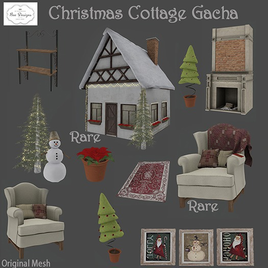 Second Life Marketplace - .:Bee designs:.Christmas Cottage Gacha Poinsettia