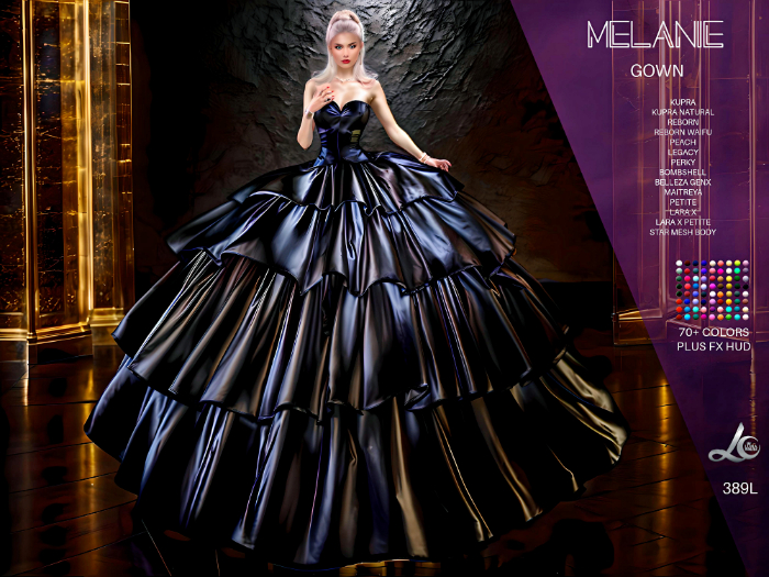 Second Life Marketplace - ️, Melanie, Formal Gown, 70+ Colors,Plus FX Hud