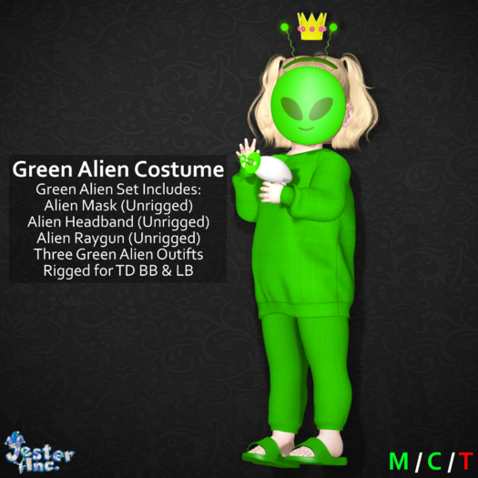 Second Life Marketplace - [Jester Inc.] Green Alien Costume!