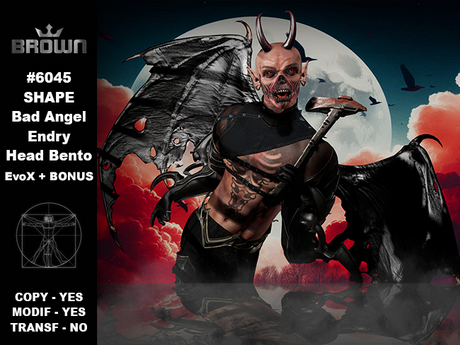 Second Life Marketplace - 6045 SHAPE Bad Angel Endry Head Bento EvoX ...