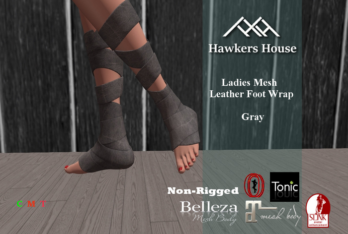 Second Life Marketplace - *HH* Ladies Mesh Leather Foot Wrap Gray