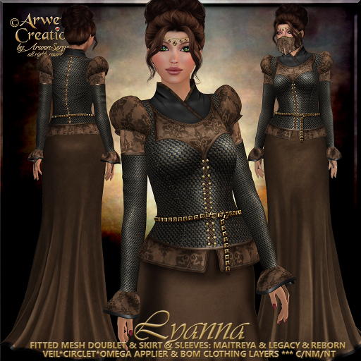 Second Life Marketplace - {AS} Lyanna Fitted Mesh Gown: Brown Black ...