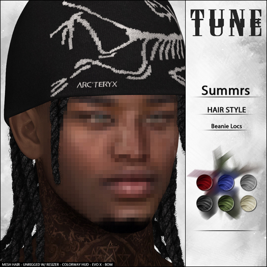 Second Life Marketplace - TUNE - "Summrs w/ Beanie" DreadLocks. [FATPACK]