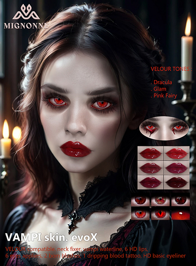 Second Life Marketplace - [Mignonne] Vampi skin. evoX. FATPACK