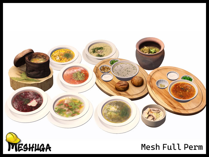 Second Life Marketplace - Meshuga Food Pack - 11 Different Soups ...