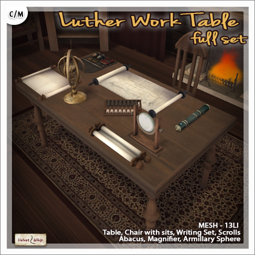 Second Life Marketplace - [V/W] Luther Work Table Full Set - Desk ...