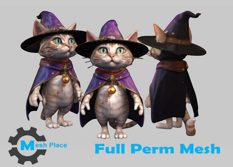 Second Life Marketplace - Mesh Place - Halloween Wizard Cat Full Perm ...