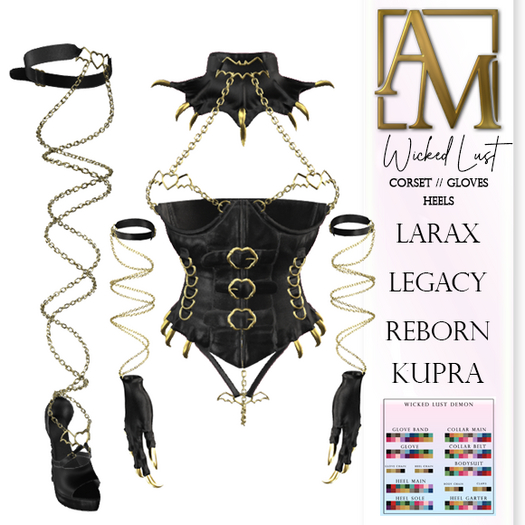 Second Life Marketplace - .: AlmaMiranda :. Wicked Lust CorsetGloves ...
