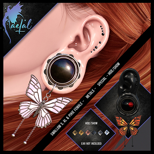 Second Life Marketplace - FaeTal - Ear 95 - Swallow S, XL & Pixie ...