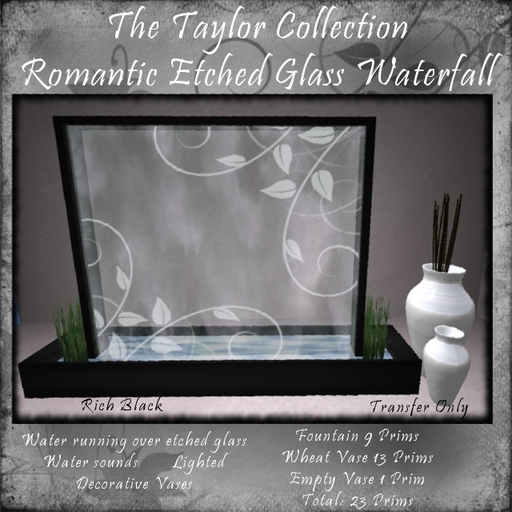 Second Life Marketplace ~wow~ Taylors Etched Glass Waterfall Black