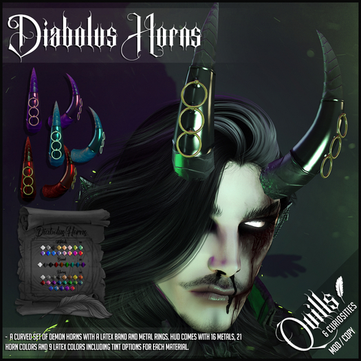 Second Life Marketplace - Quills & Curiosities - Diabolus Horns