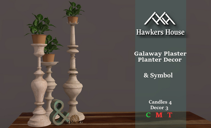 Second Life Marketplace - *HH* Galaway Plaster Planter Decor & Symbol