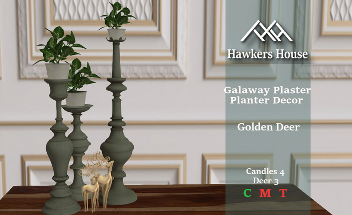 Second Life Marketplace - *HH* Galaway Plaster Planter Decor Golden Deer