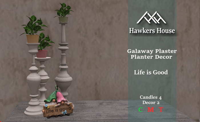 Second Life Marketplace - *HH* Galaway Plaster Planter Decor Life is Good