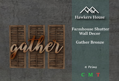 Second Life Marketplace - *HH* Farmhouse Shutter Wall Decor Gather Bronze