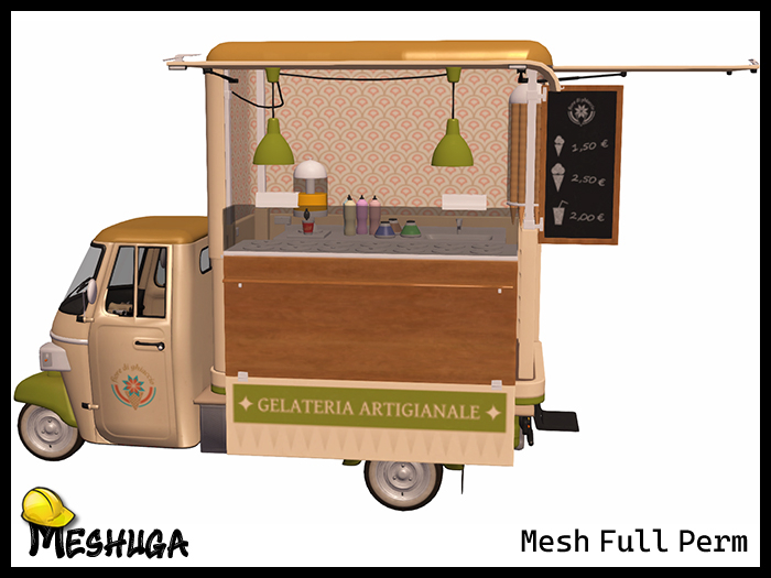Second Life Marketplace - Meshuga Ice Cream Tuk Tuk Truck FULL PERM MESH