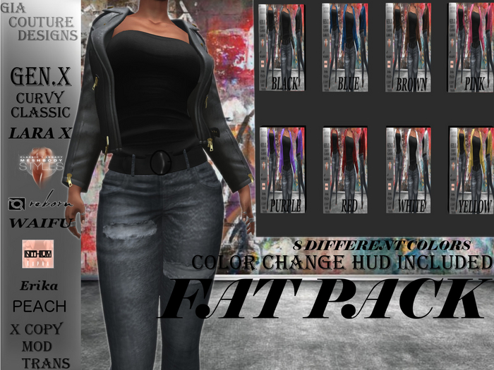 Second Life Marketplace - Nici Leather Jacket FAT PACK
