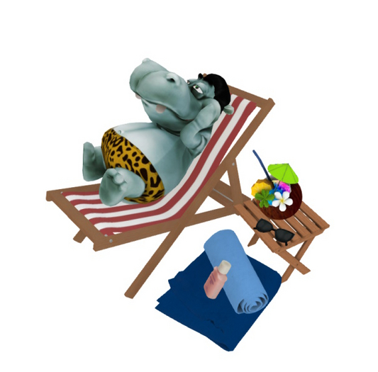 Second Life Marketplace - SUS Crazy Beach Hippos - Tarzan in Deck Chair