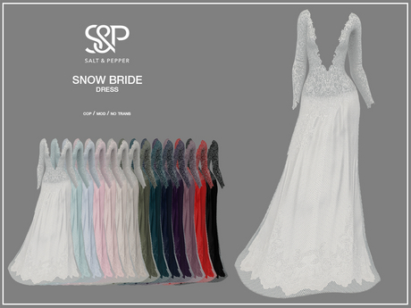 Second Life Marketplace - S&P Snow Bride dress Reborn Waifu (wear to ...
