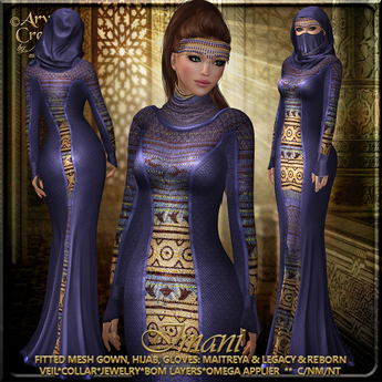 Second Life Marketplace - {AS} Imani Fitted Mesh Abaya, Hijab, Gloves ...