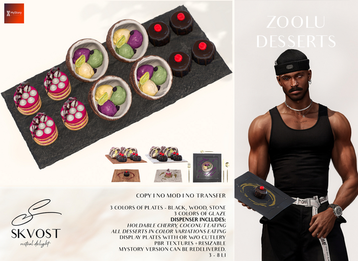 Second Life Marketplace - SKVOST - Zoolu Desserts Set (MyStory)
