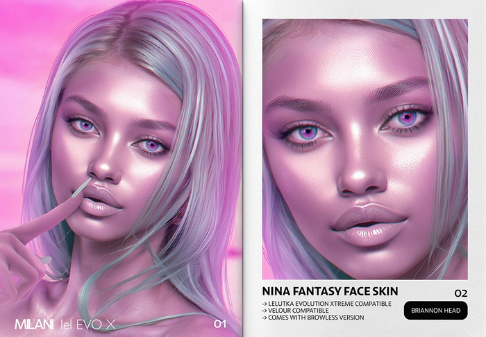 Second Life Marketplace - MILANI - "NINA FANTASY" FACE SKIN / VIVID PINK