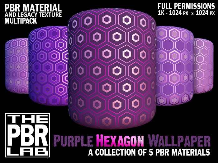 Second Life Marketplace - The PBR Lab - Purple Hexagon Wallpaper ...