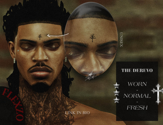 Second Life Marketplace - Flexzo Exclusive // THE DEREVO FACE TAT *UNISEX*