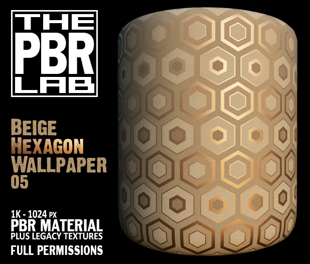 Second Life Marketplace - The PBR Lab - Beige Hexagon Wallpaper 05 ...