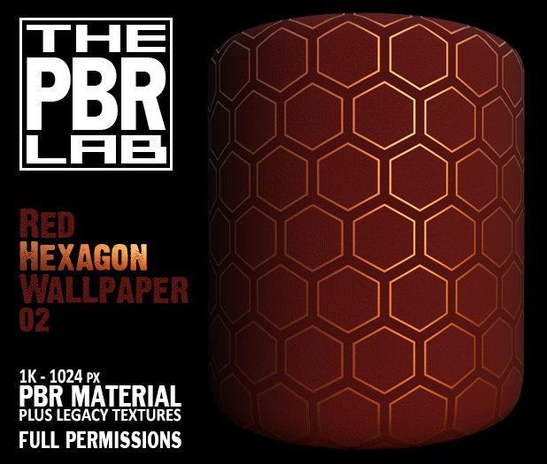 Second Life Marketplace - The PBR Lab - Red Hexagon Wallpaper 02 - PBR ...