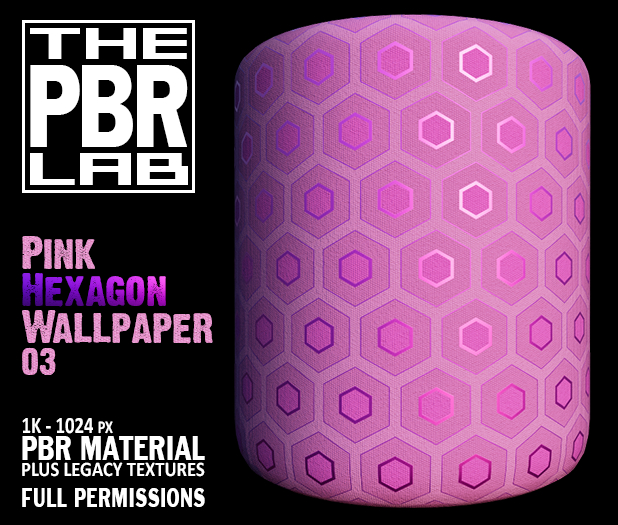Second Life Marketplace - The PBR Lab - Pink Hexagon Wallpaper 03 - PBR ...