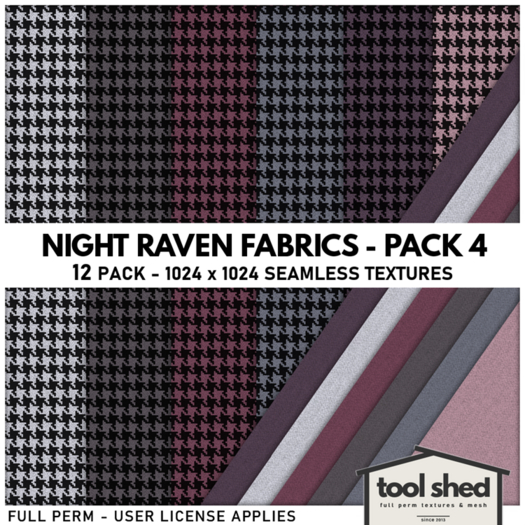 Second Life Marketplace - Tool Shed - Night Raven Fabrics - Pack 4 ...