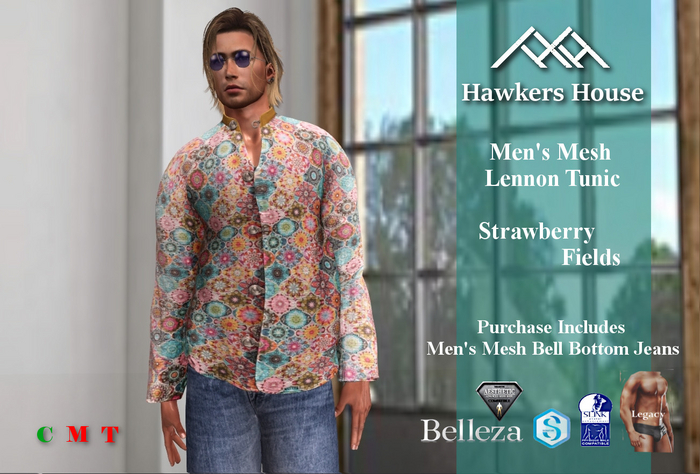 Second Life Marketplace - *HH* Men's Mesh Lennon Tunic Strawberry Fields