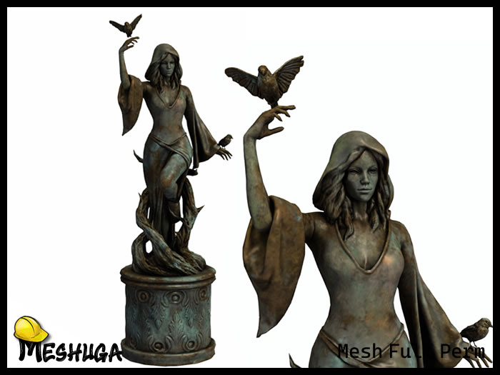 Second Life Marketplace - Meshuga Woman With Birds Statue FULL PERM MESH