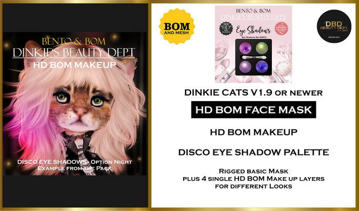 Second Life Marketplace - *DBD* DINKIES BOM HD MAKEUP* DISCO EYE SHADOWS