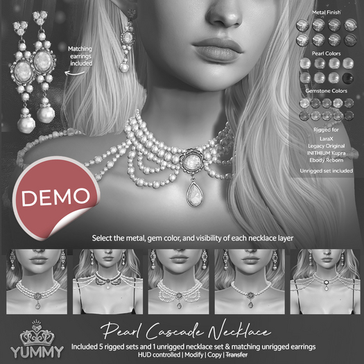 Second Life Marketplace - (Yummy) Pearl Cascade Necklace DEMO