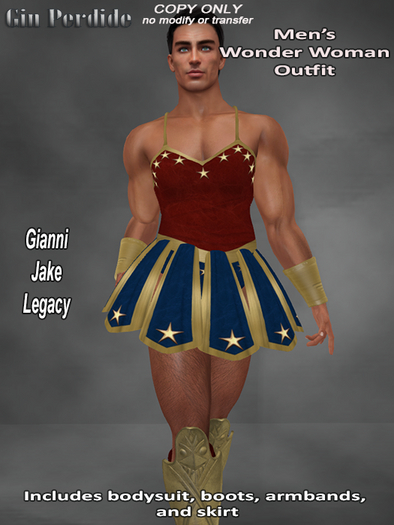 Second Life Marketplace - DEMO Men's Wonder Woman Outfit