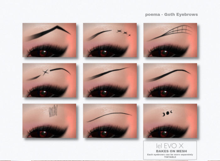 Second Life Marketplace - poema - Goth Eyebrows BoM (wear to unpack)